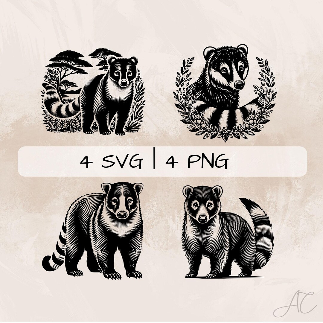Coati SVG Bundle, Cute Coati PNG ,coati Clipart, Hand Drawn Coati ...