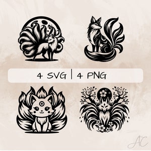 Kitsune SVG Bundle, Magic Fox PNG, Cute Kitsune Clipart, Hand Drawn ...