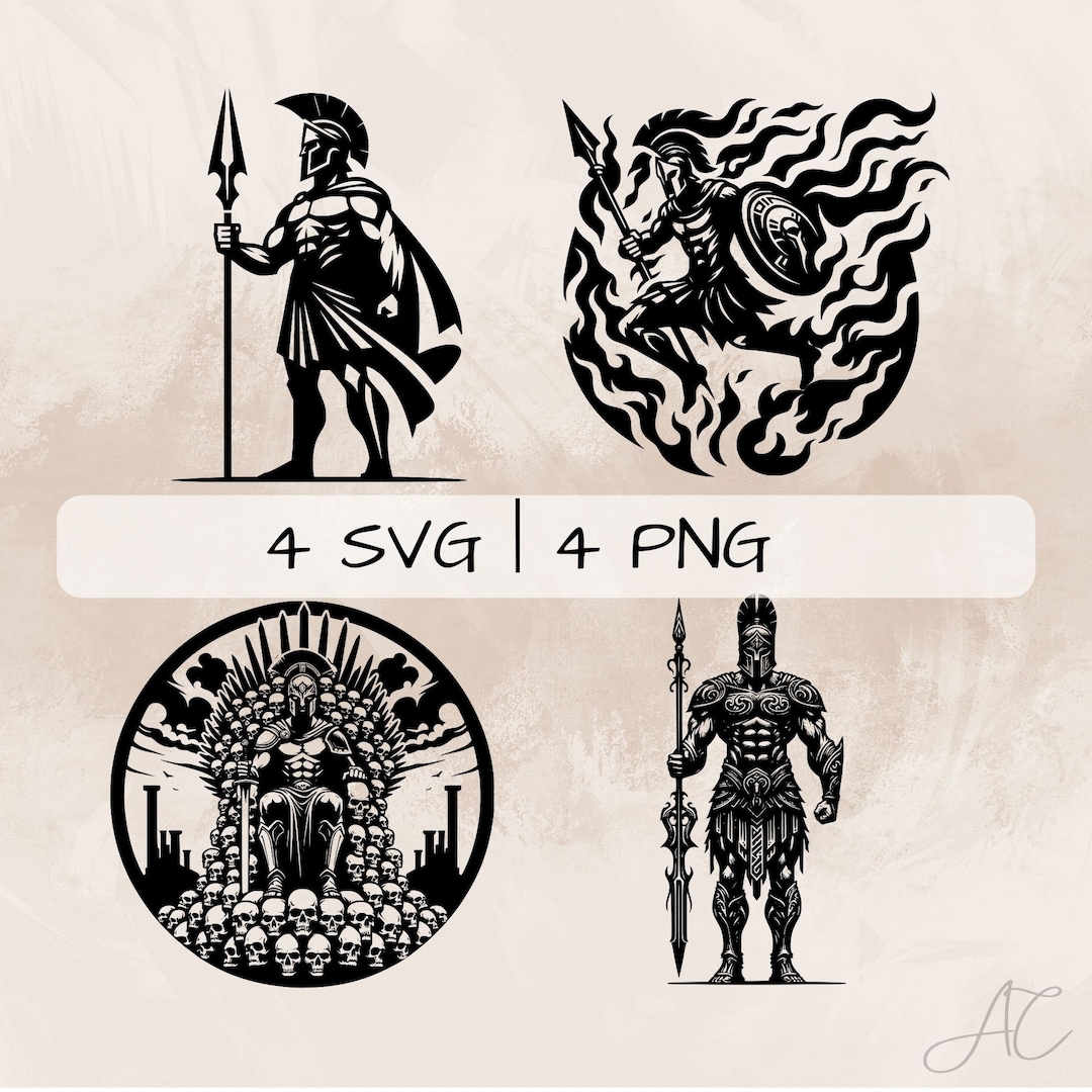 Ares SVG Bundle, Ares God of War PNG, Ares With Spear Clipart, Hand ...