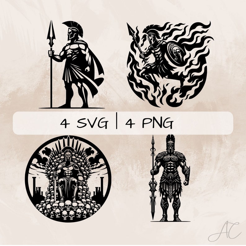 Ares SVG Bundle, Ares God of War PNG, Ares With Spear Clipart, Hand ...