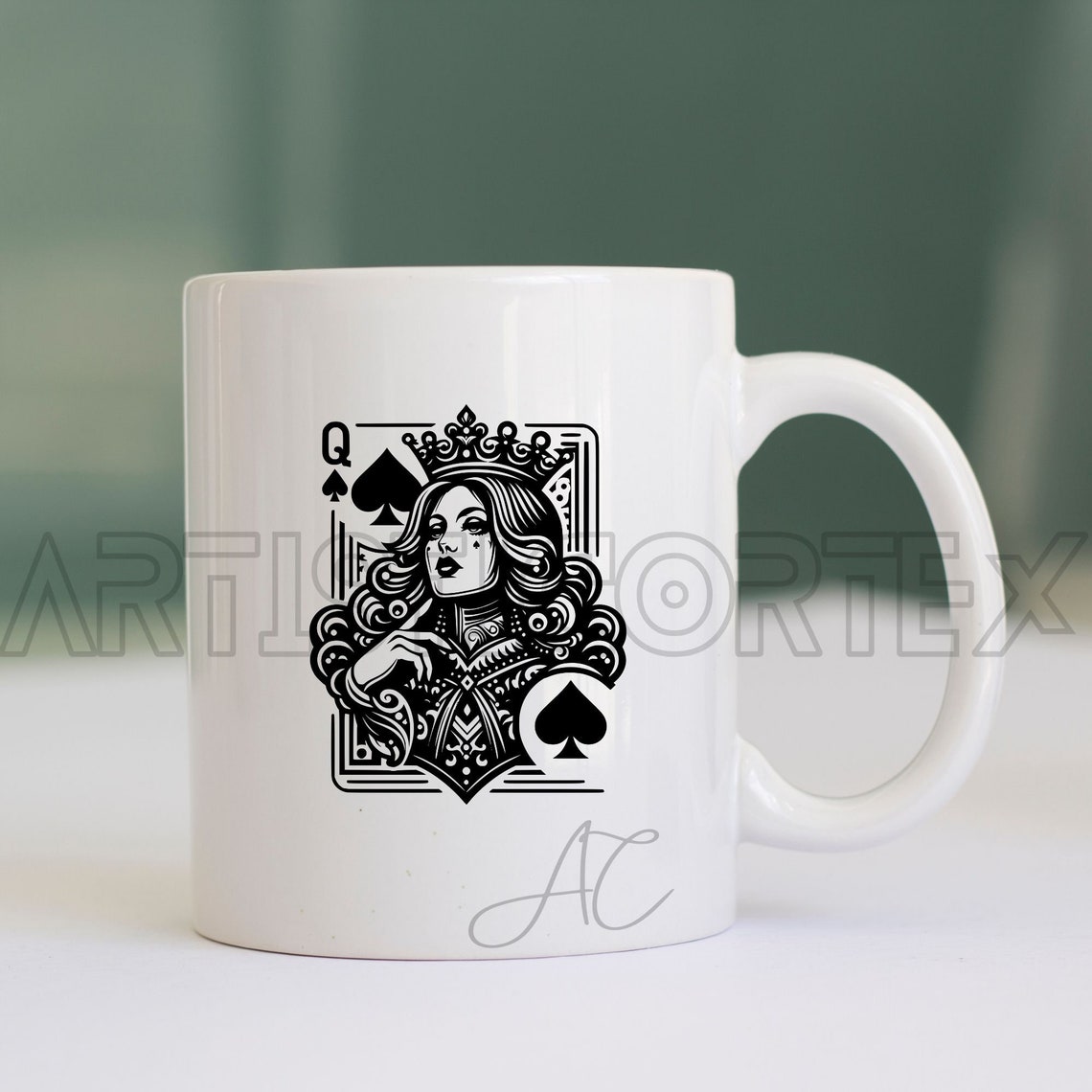 Queen of Spades SVG Bundle, Queen PNG, Spade Card Clipart, Hand Drawn ...