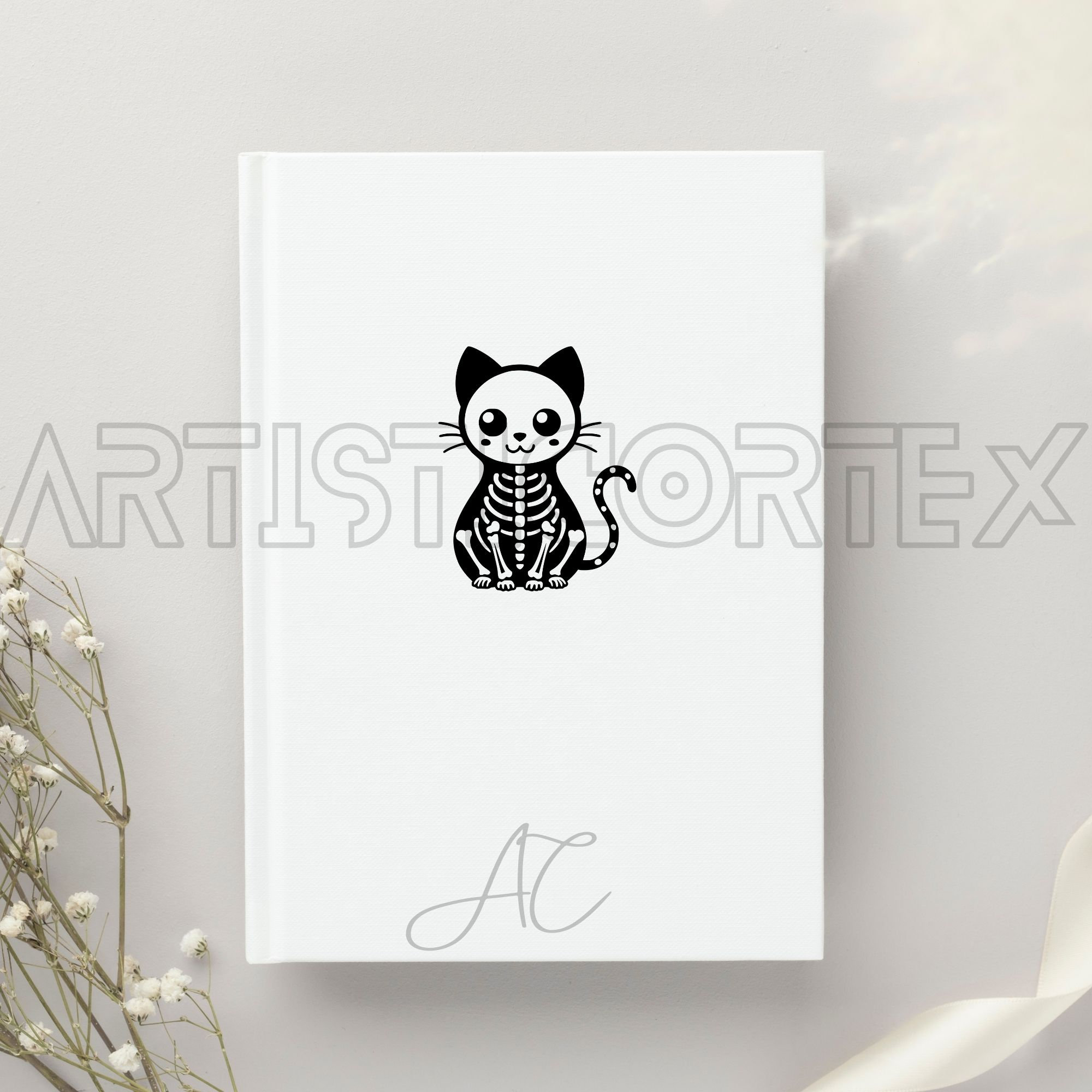 Cute Cat Skeleton SVG, PNG , Halloween Cat , Skeletal Cat, Vector, Hand ...