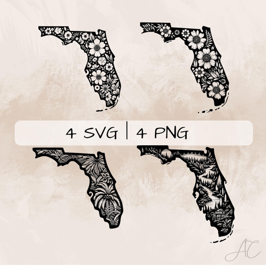Florida SVG Bundle, Florida Outline PNG ,florida Map Clipart, Hand ...