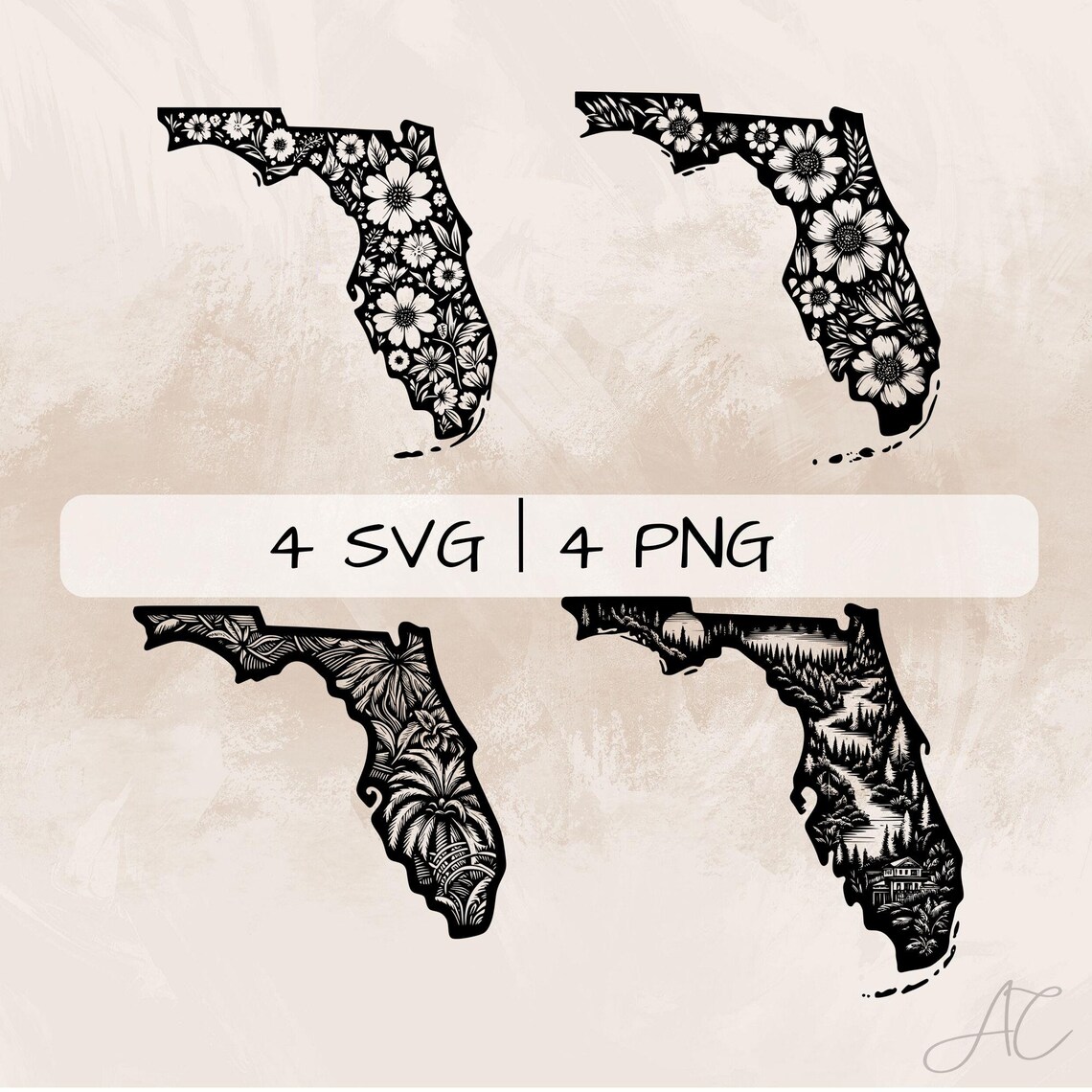 Florida SVG Bundle, Florida Outline PNG ,florida Map Clipart, Hand ...