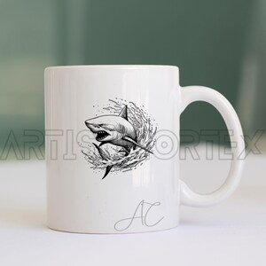 Delicate Shark SVG Bundle, Great White Shark Line Art PNG, Shark in ...