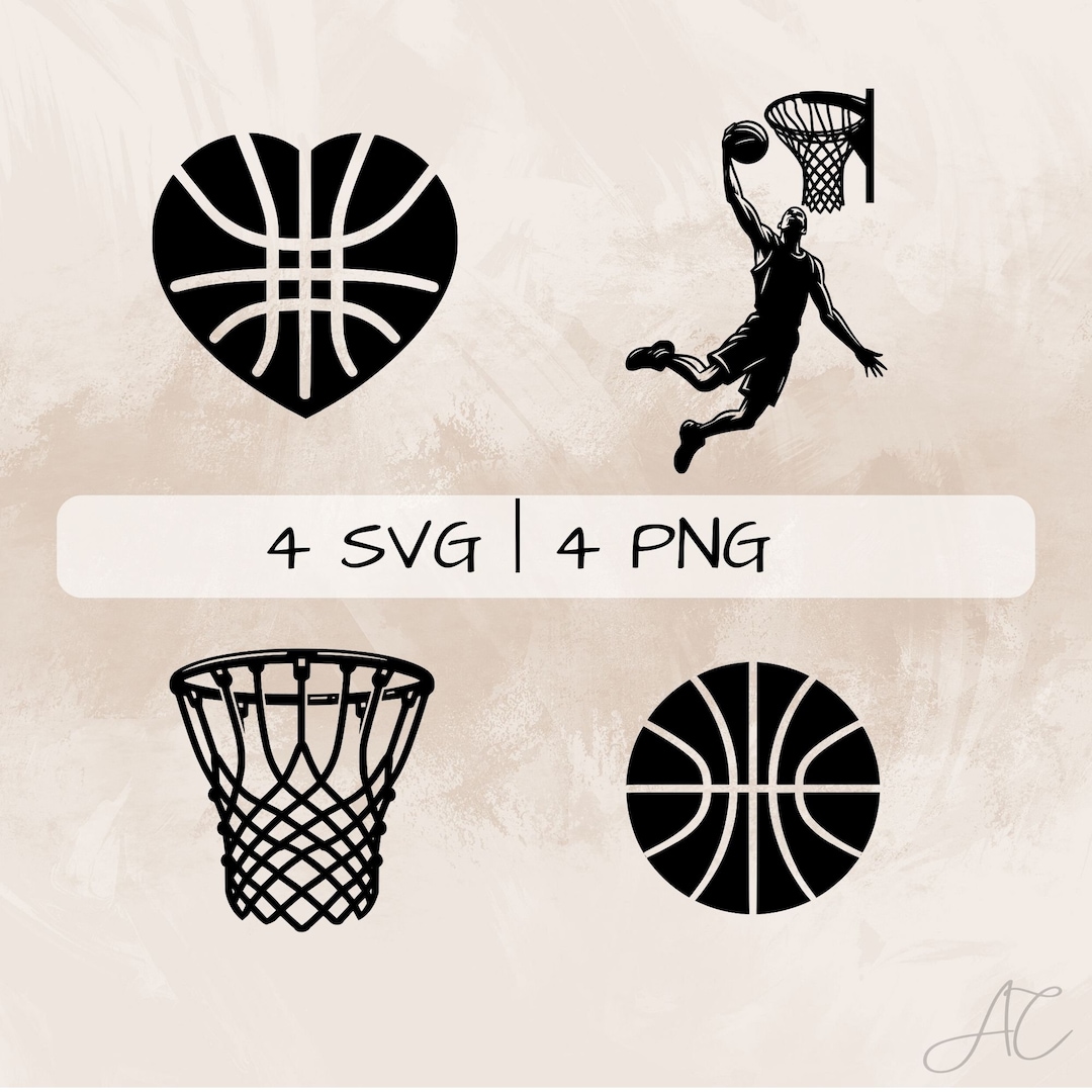 Basketball SVG Bundle, Dunking PNG, Basketball Hoop Clipart, Hand Drawn ...