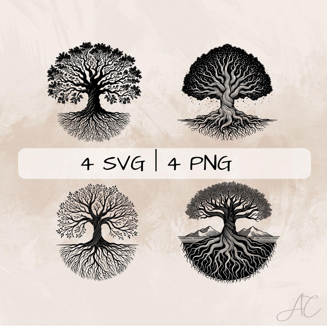 Yggdrasil SVG Bundle, Tree of Life PNG, Viking Yggdrasil Clipart, Hand ...