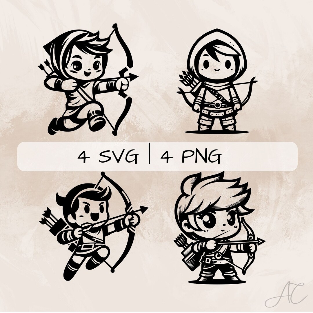 Archer SVG & PNG Bundle,cute Archer Clipart, Hand Drawn Archer Pictures ...