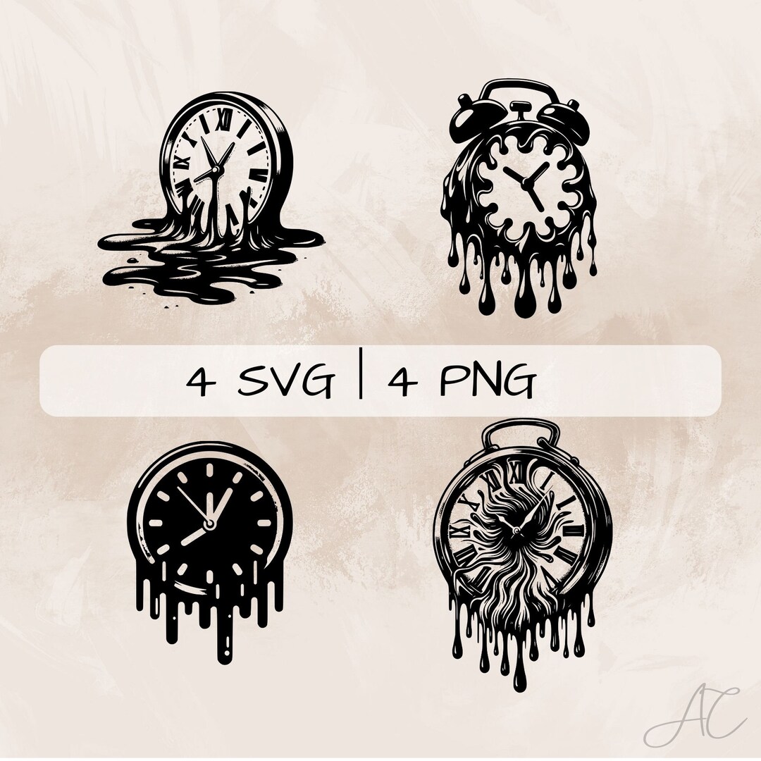 Melting Clock SVG Bundle Dripping Clock PNG Clock Clipart - Etsy