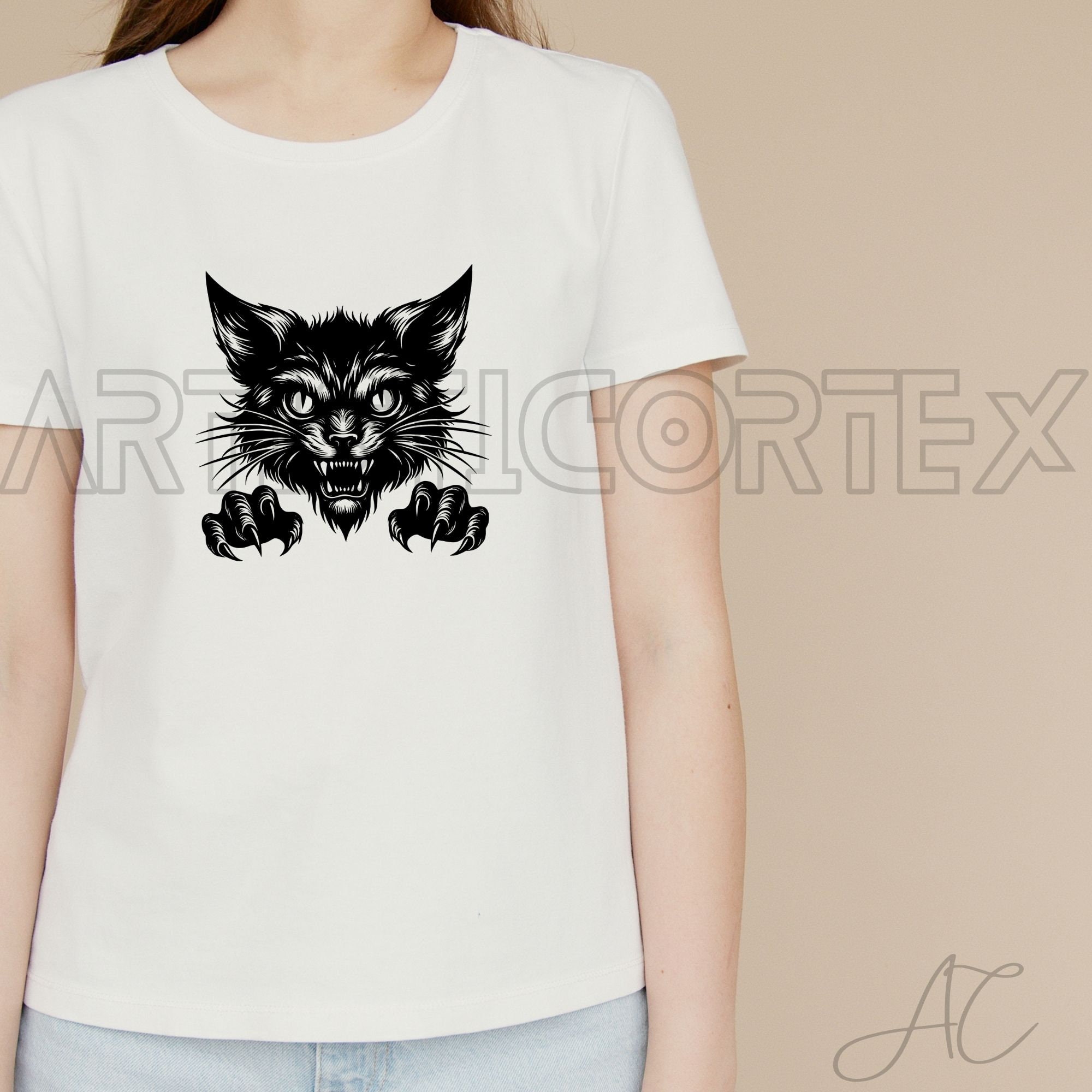 Evil Cat SVG Bundle, Cat PNG, Scary Cat Clipart , Hand Drawn Evil ...