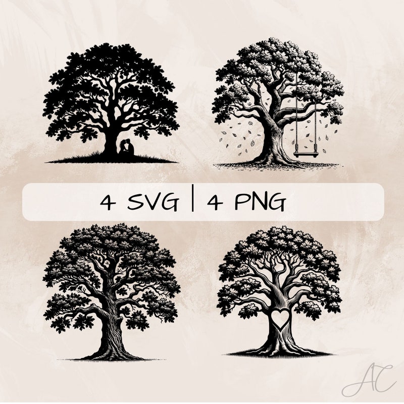Tree With Initials Svg - Etsy