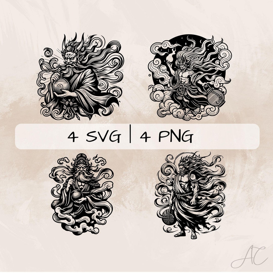 Fujin SVG Bundle, God of Wind PNG , Fujin Shinto Godclipart, Hand Drawn Fujin Pictures for Print ...