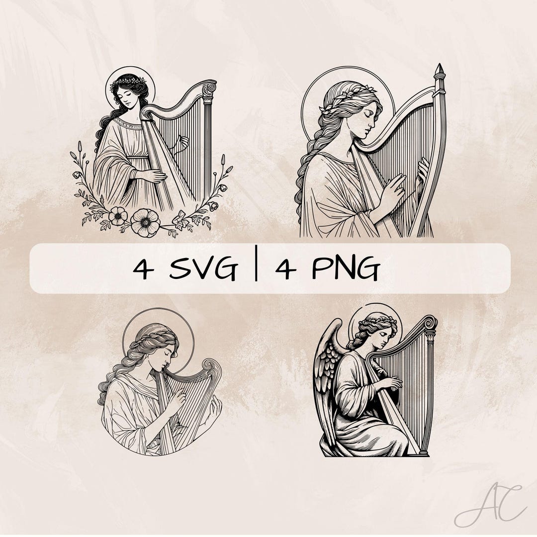 Delicate Saint Cecilia SVG Bundle, St Cecilia Line Art PNG, Cecilia and ...