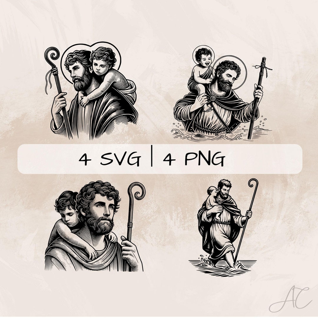 Saint Christopher SVG Bundle, Saint Christopher PNG, Saint Christopher ...