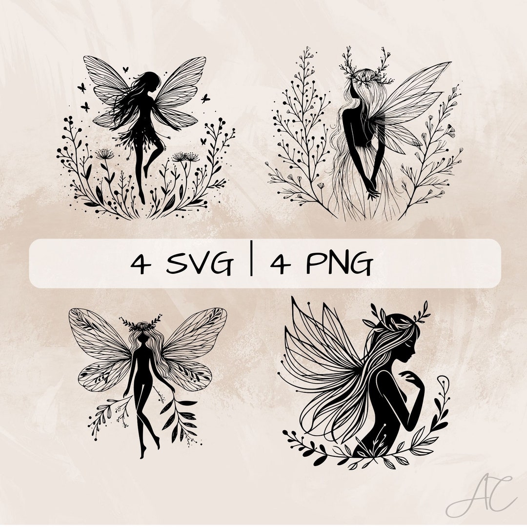 Woodland Fairy SVG Bundle, Forest Fairy PNG, Fairy With Branch Clipart ...
