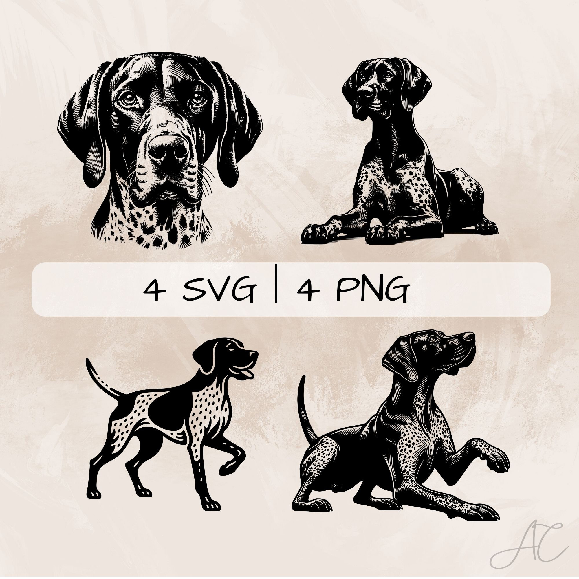 German Shorthaired Pointer SVG Bundle, German Pointer Clipart, Hand ...