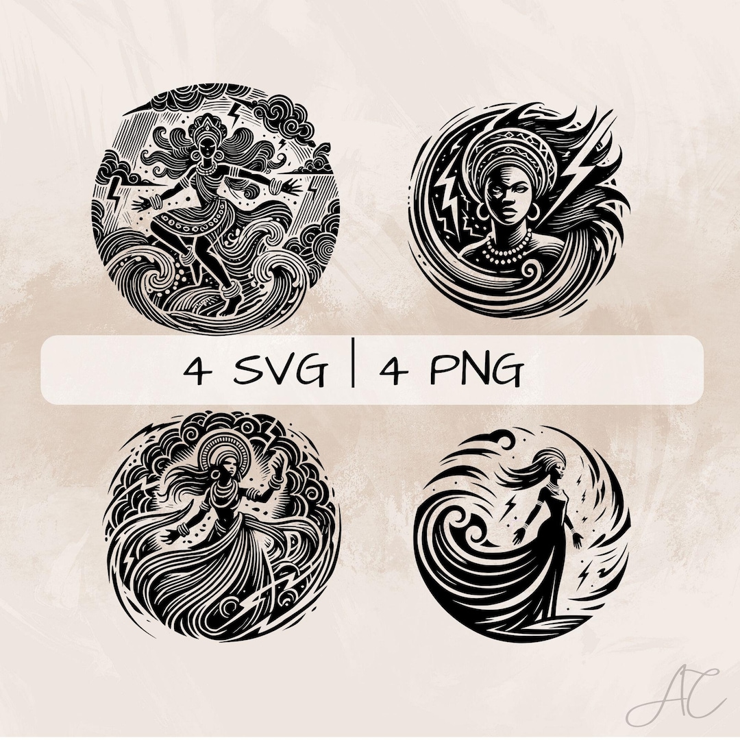 Oya SVG Bundle, Oya Goddess PNG , African Mythologyclipart, Hand Drawn ...