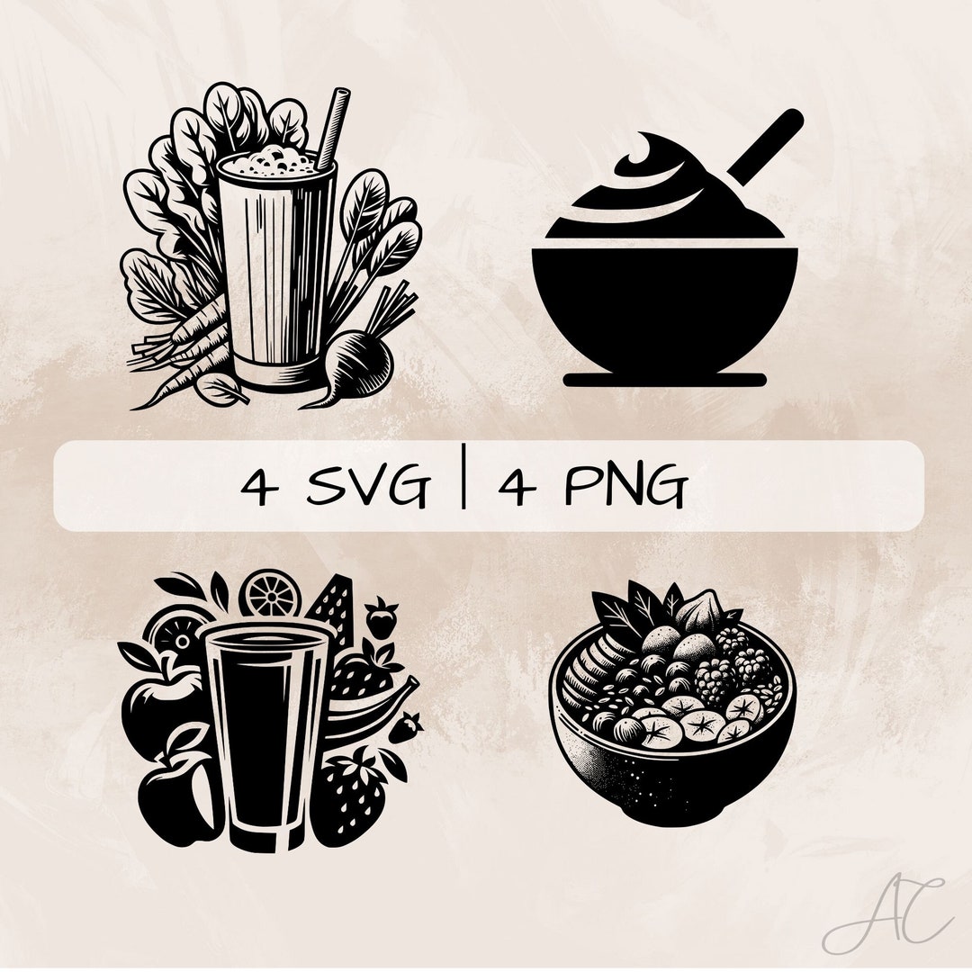 Smoothie SVG Bundle, Smoothie Bowl PNG, Smoothie and Fruits Clipart ...