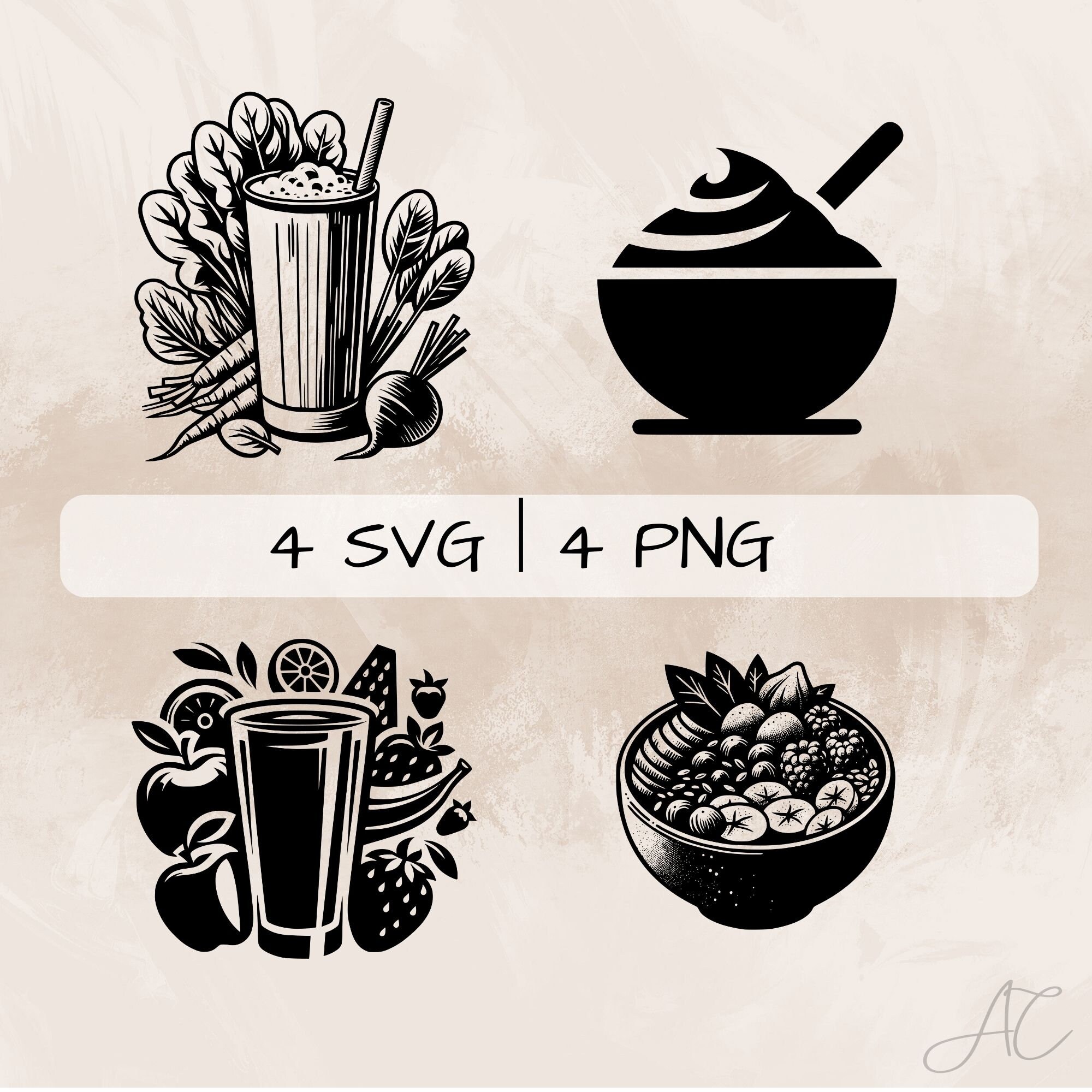 Smoothie SVG Bundle, Smoothie Bowl PNG, Smoothie and Fruits Clipart ...