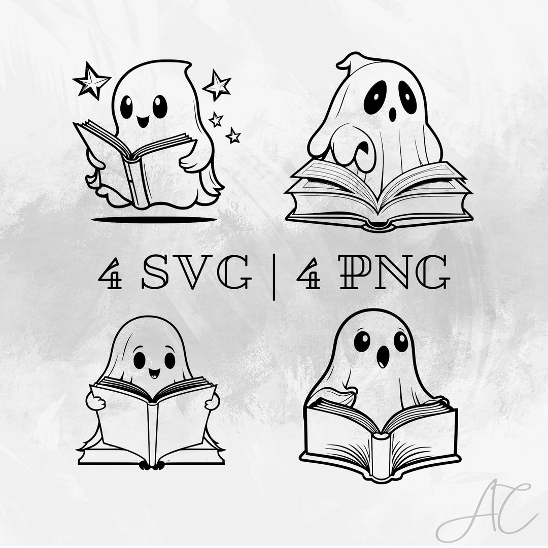 Cute Ghost With a Book SVG Ghost Reading Book Vector Reading - Etsy New ...
