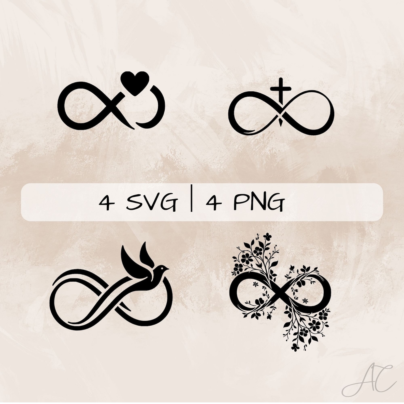 Infinity Symbol SVG Bundle, Infinity Symbol With Heart PNG, Clipart ...