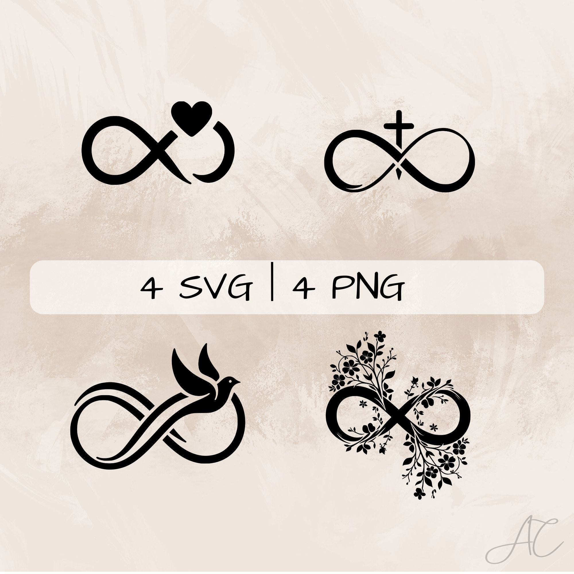 Infinity Symbol SVG Bundle, Infinity Symbol With Heart PNG, Clipart ...