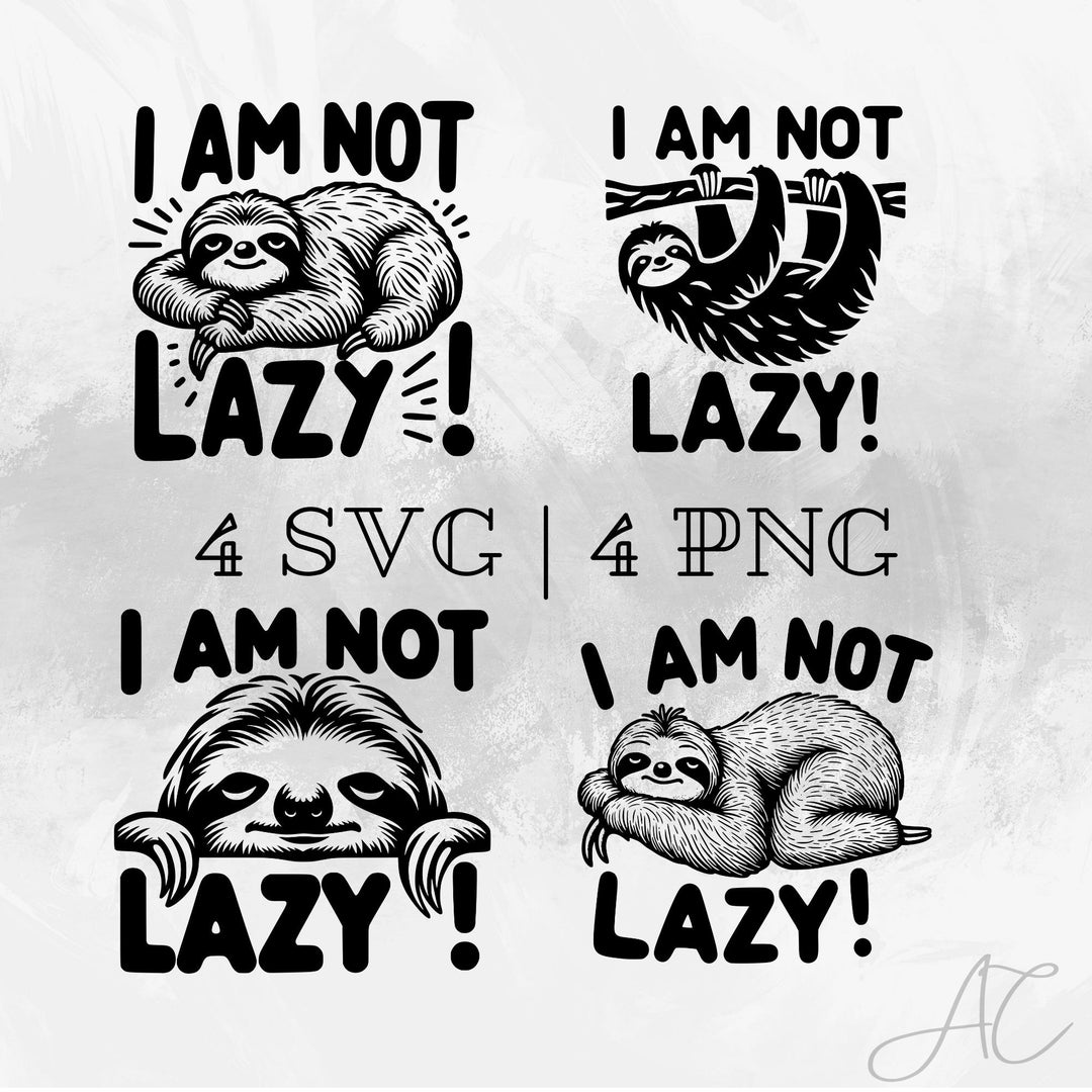 Sloth SVG Bundle, Funny Sloth PNG , Lazy Clipart, Hand Drawn Sloth ...