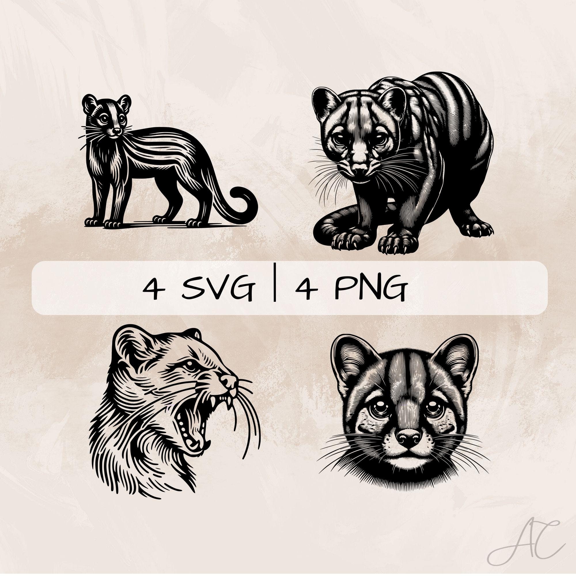 Fossa SVG Bundle, Fossa Face PNG , Fossa Roar Clipart, Hand Drawn Fossa ...