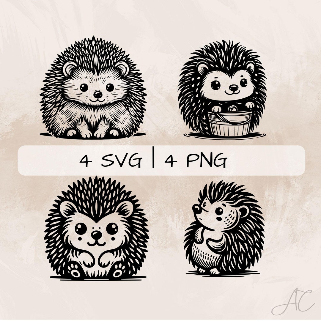 Hedgehog SVG Bundle, Cute Hedgehog PNG ,baby Hedgehog Clipart, Hand ...
