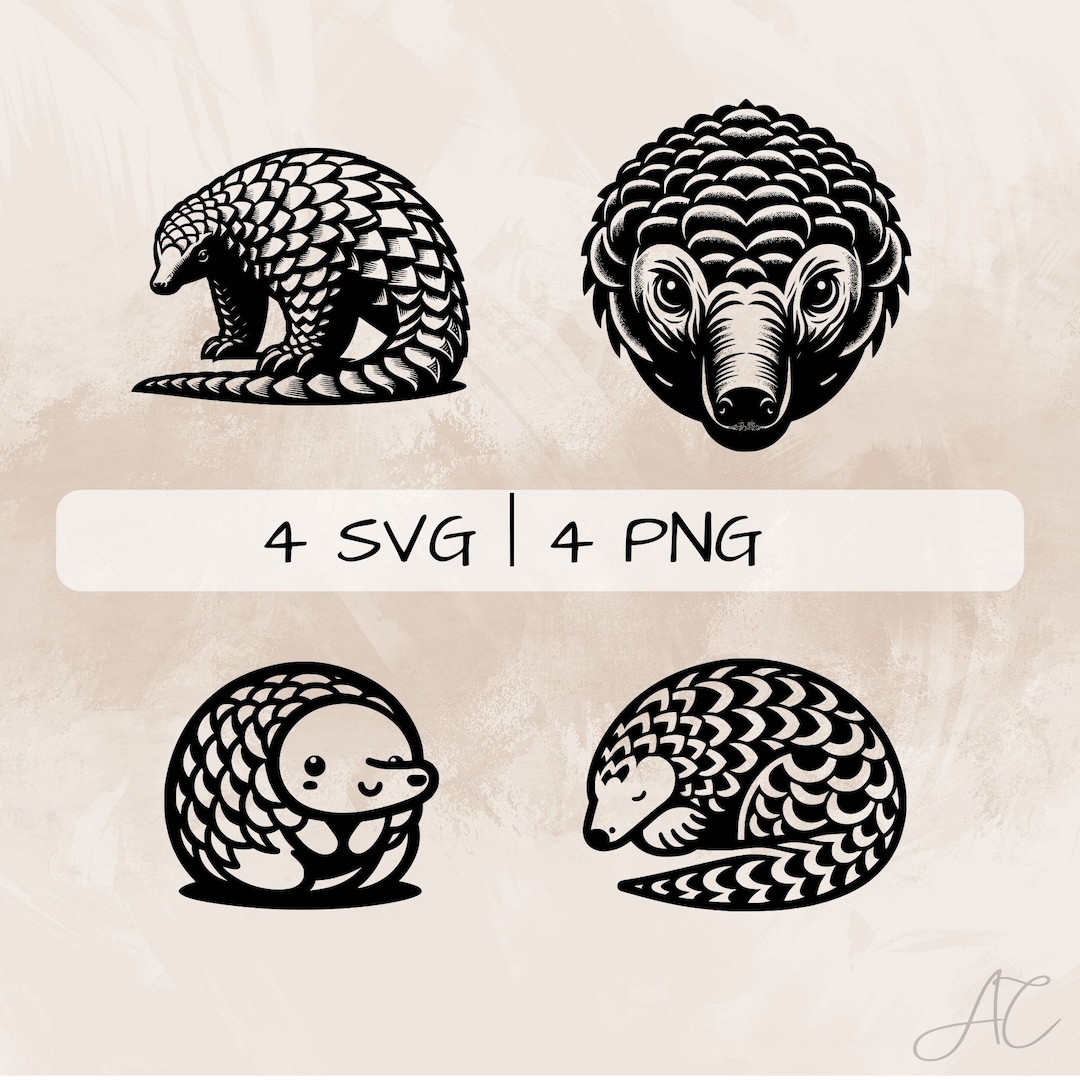 Pangolin SVG Bundle, Cute Pangolin PNG, Sleeping Pangolin Clipart, Hand ...