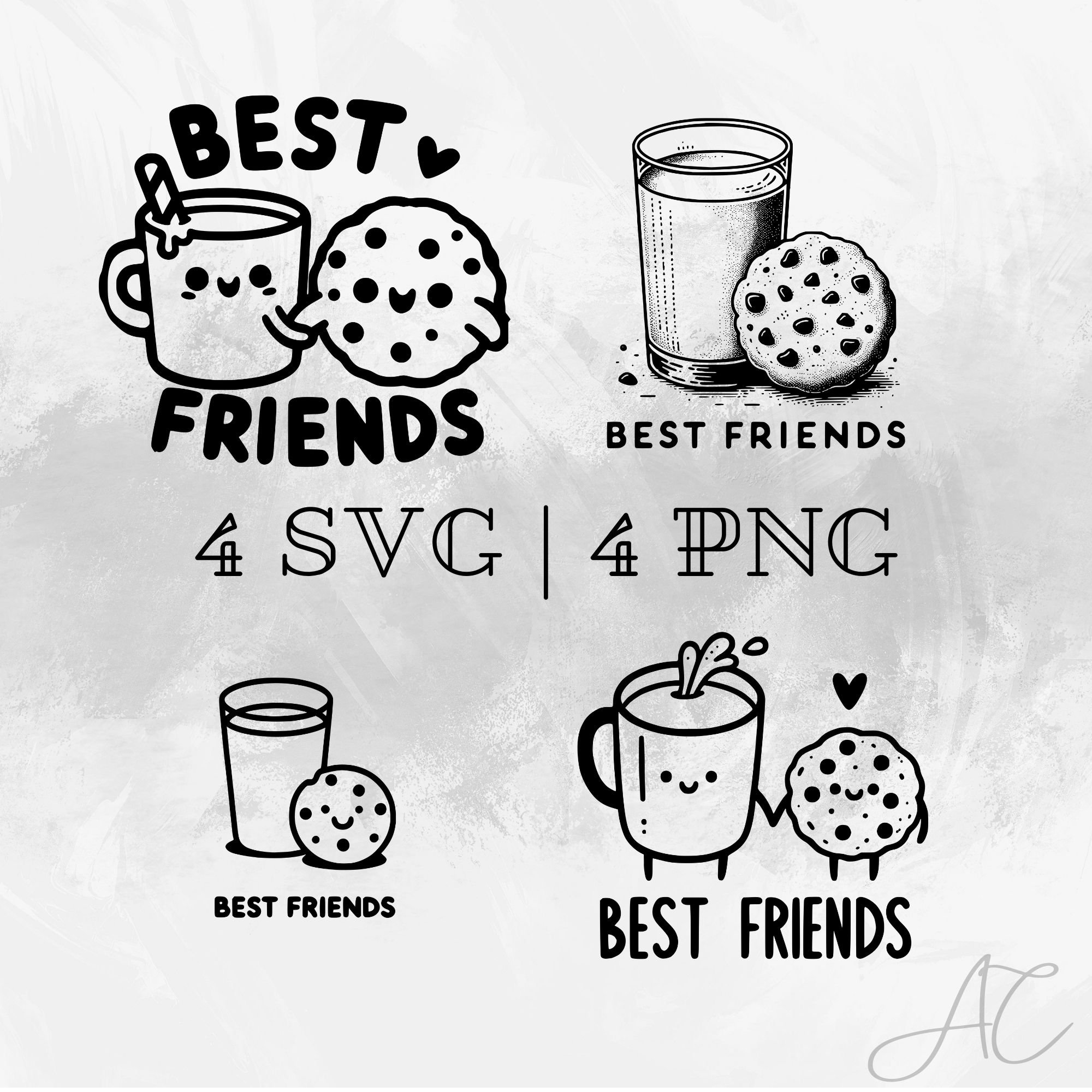 Cookie and Milk 'best Friends' SVG Bundle, Milk PNG, Cute Cookie ...