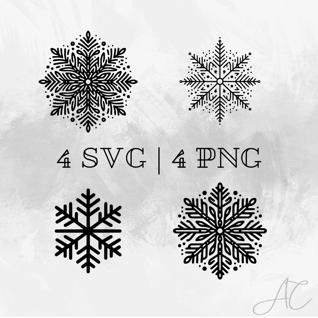 Snowflake SVG Bundle, Snow PNG, Winter Snowflake Clipart , Hand Drawn ...