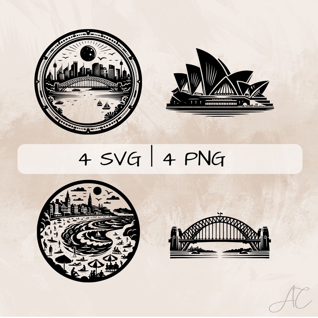 Sydney SVG Bundle, Sydney Harbour Bridge PNG, Sydney Opera House ...