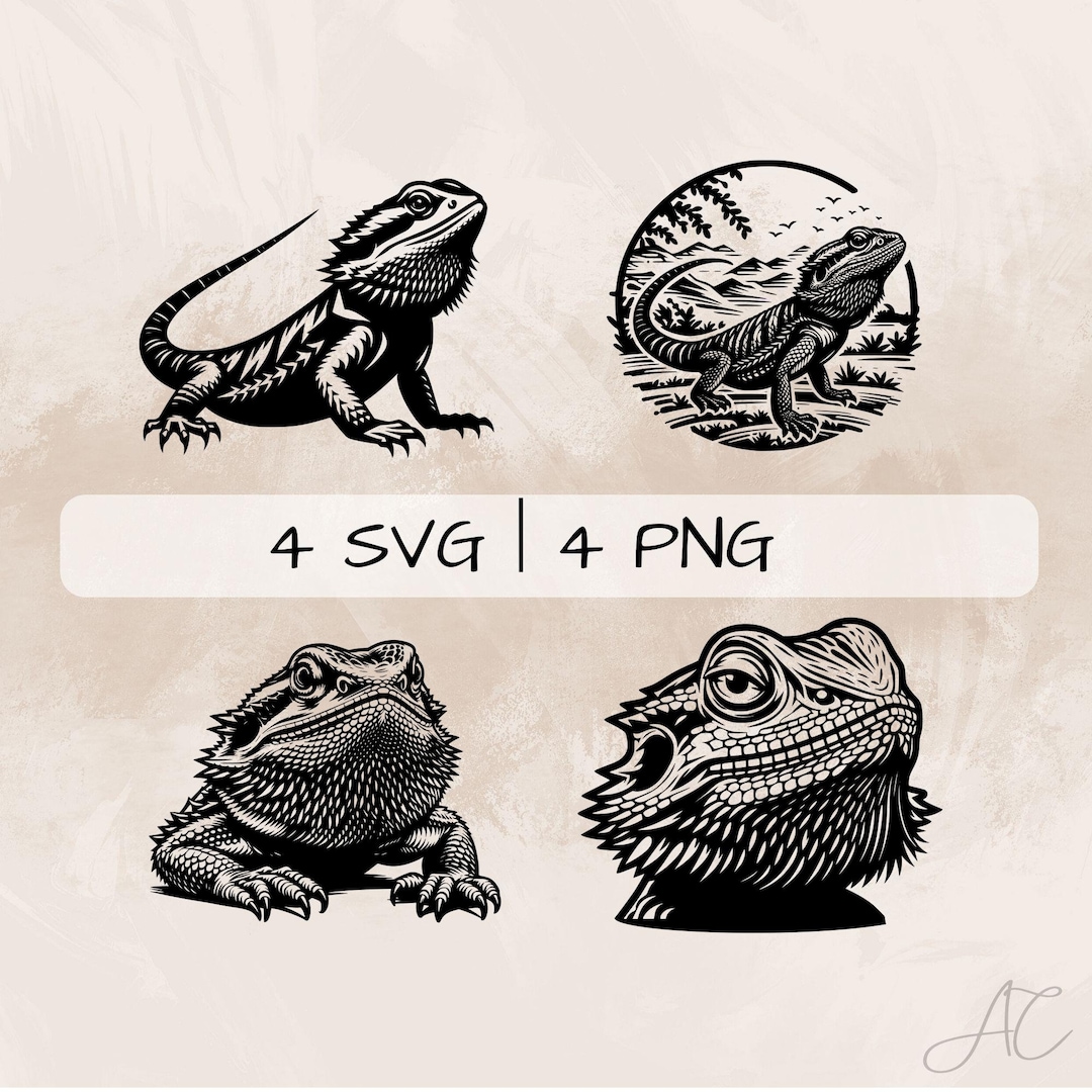 Bearded Dragon SVG Bundle, Lizard PNG ,bearded Dragon Face Clipart ...