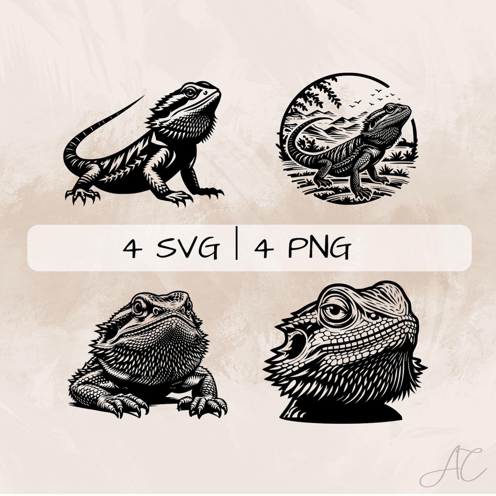 Bearded Dragon SVG Bundle, Lizard PNG ,bearded Dragon Face Clipart ...