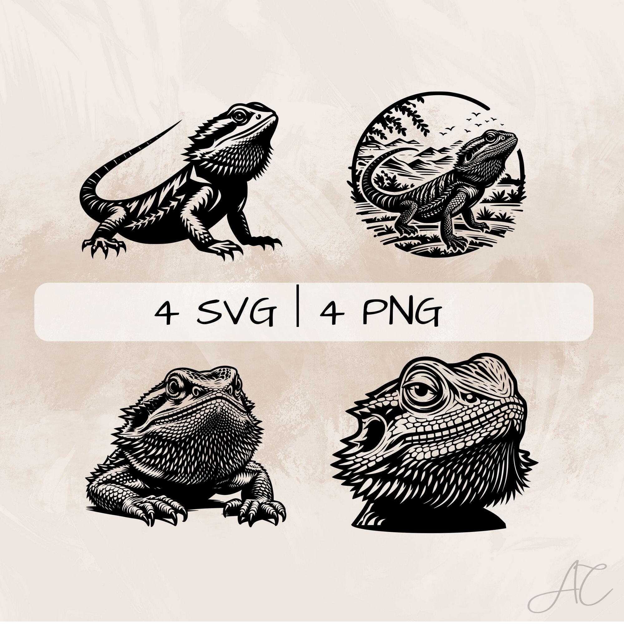 Bearded Dragon SVG Bundle, Lizard PNG ,bearded Dragon Face Clipart ...