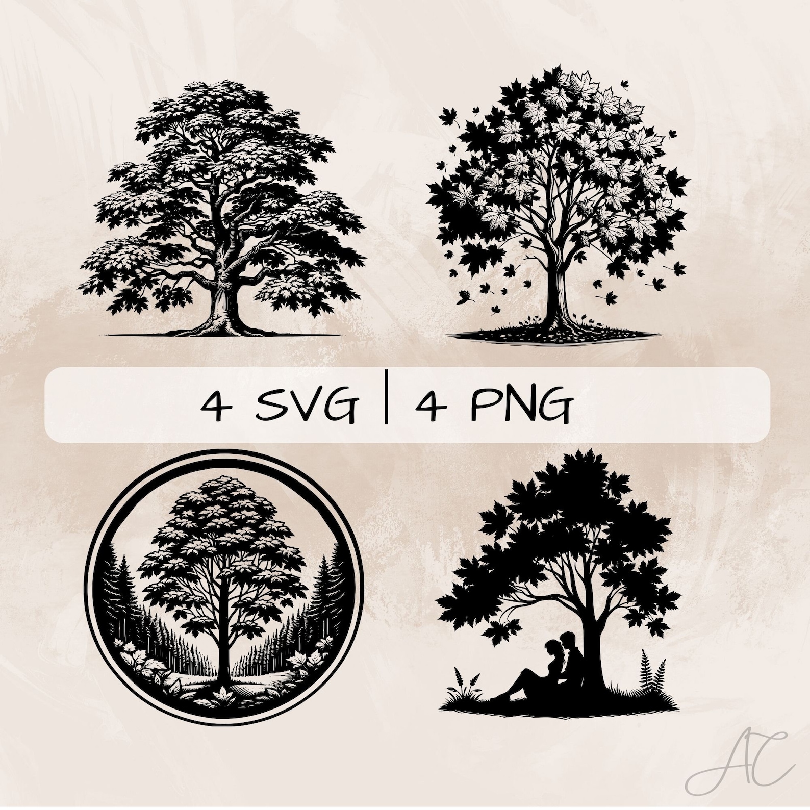 Maple Tree SVG Bundle, Maple Tree in Fall PNG, Maple Tree and Couple ...
