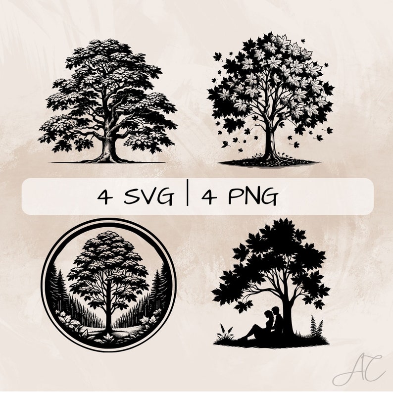 Maple Tree SVG Bundle, Maple Tree in Fall PNG, Maple Tree and Couple ...