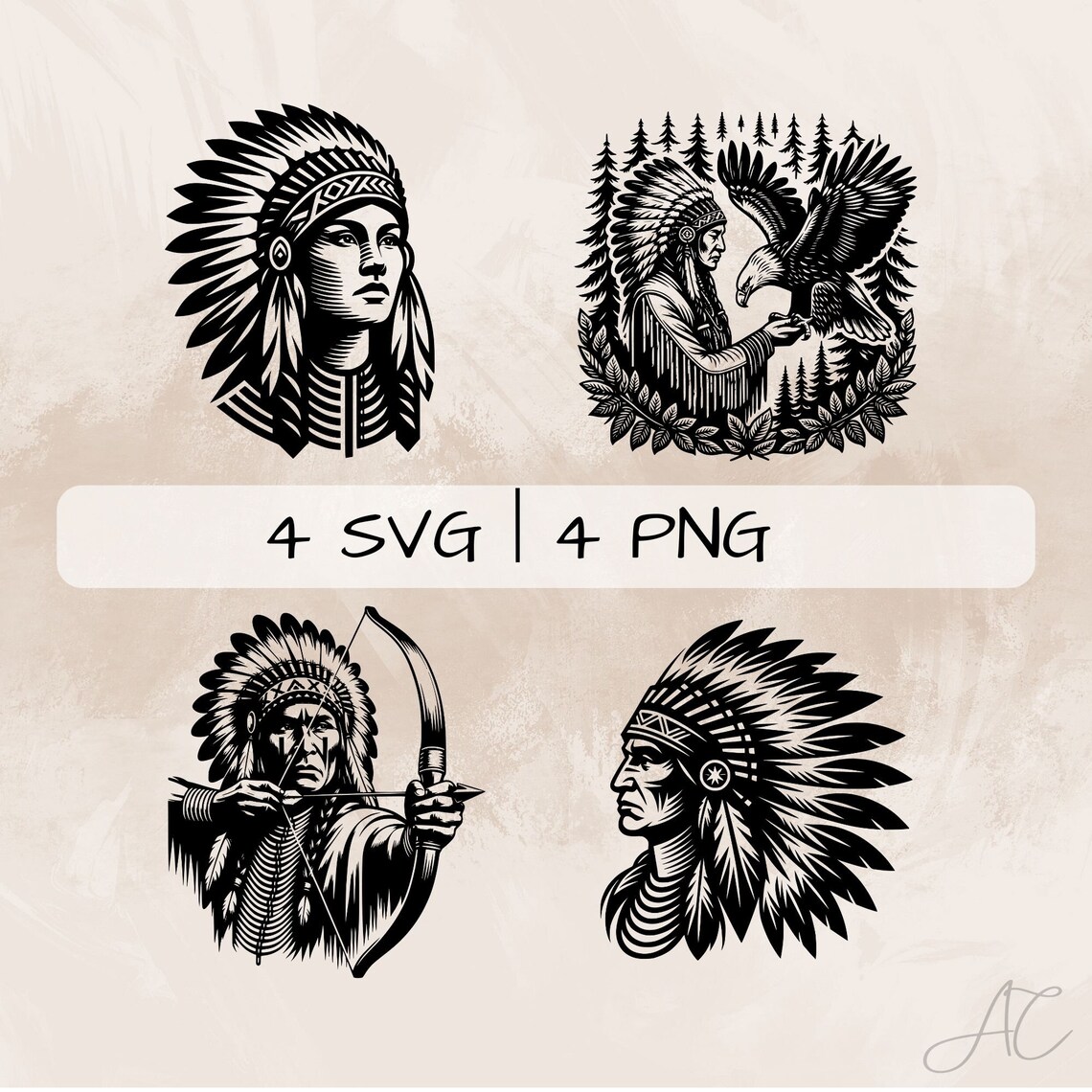 Native American SVG Bundle, Indian PNG, Native American Women Clipart ...