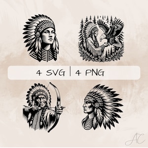 Native American SVG Bundle, Indian PNG, Native American Women Clipart ...