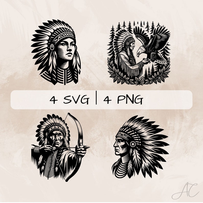 Native American SVG Bundle, Indian PNG, Native American Women Clipart ...