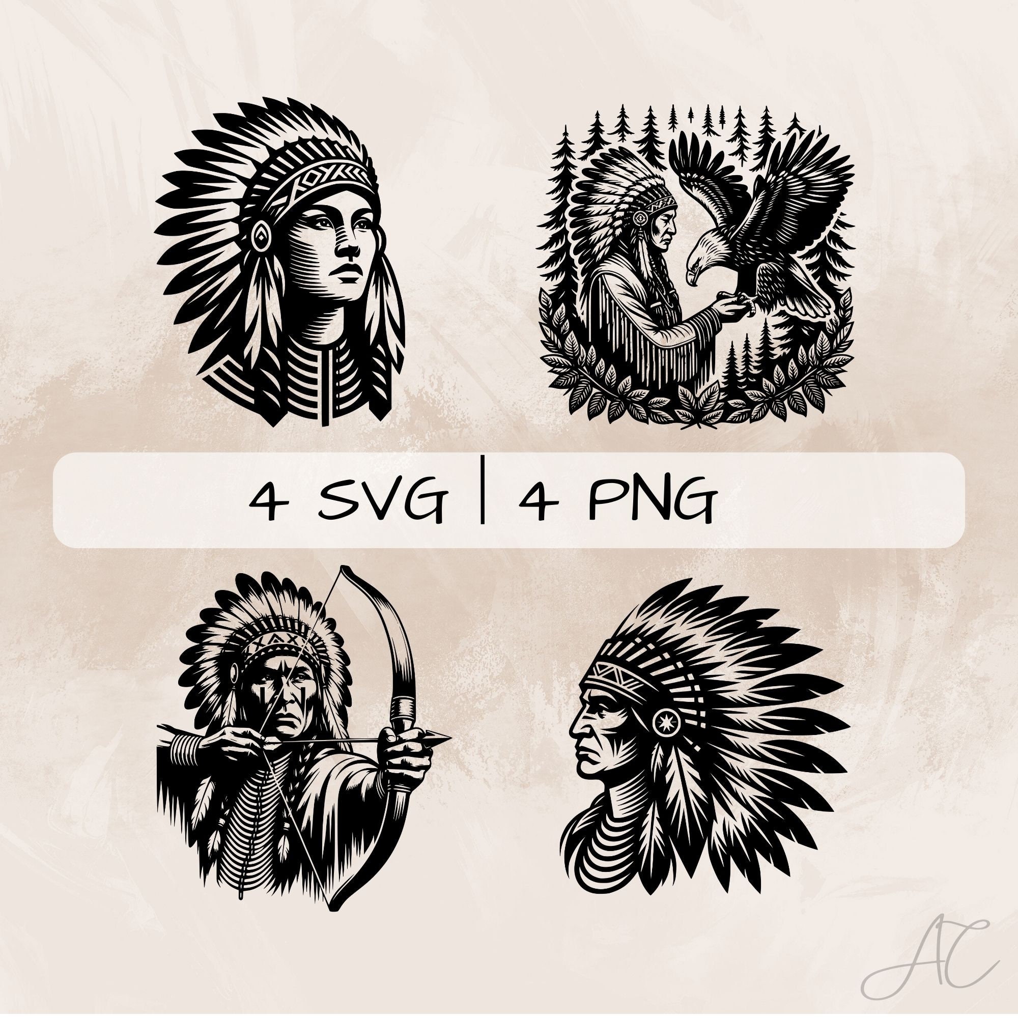 Native American SVG Bundle, Indian PNG, Native American Women Clipart ...