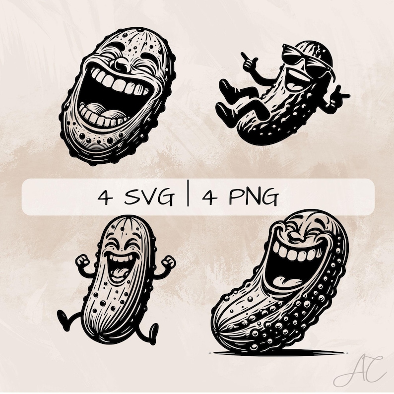 Pickle SVG Bundle, Laughing Pickle PNG ,smiling Pickle Clipart, Hand ...