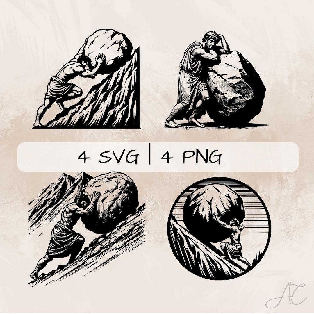 Sisyphus SVG Bundle, Sisyphus and Rock PNG, Sisyphus Clipart, Hand ...