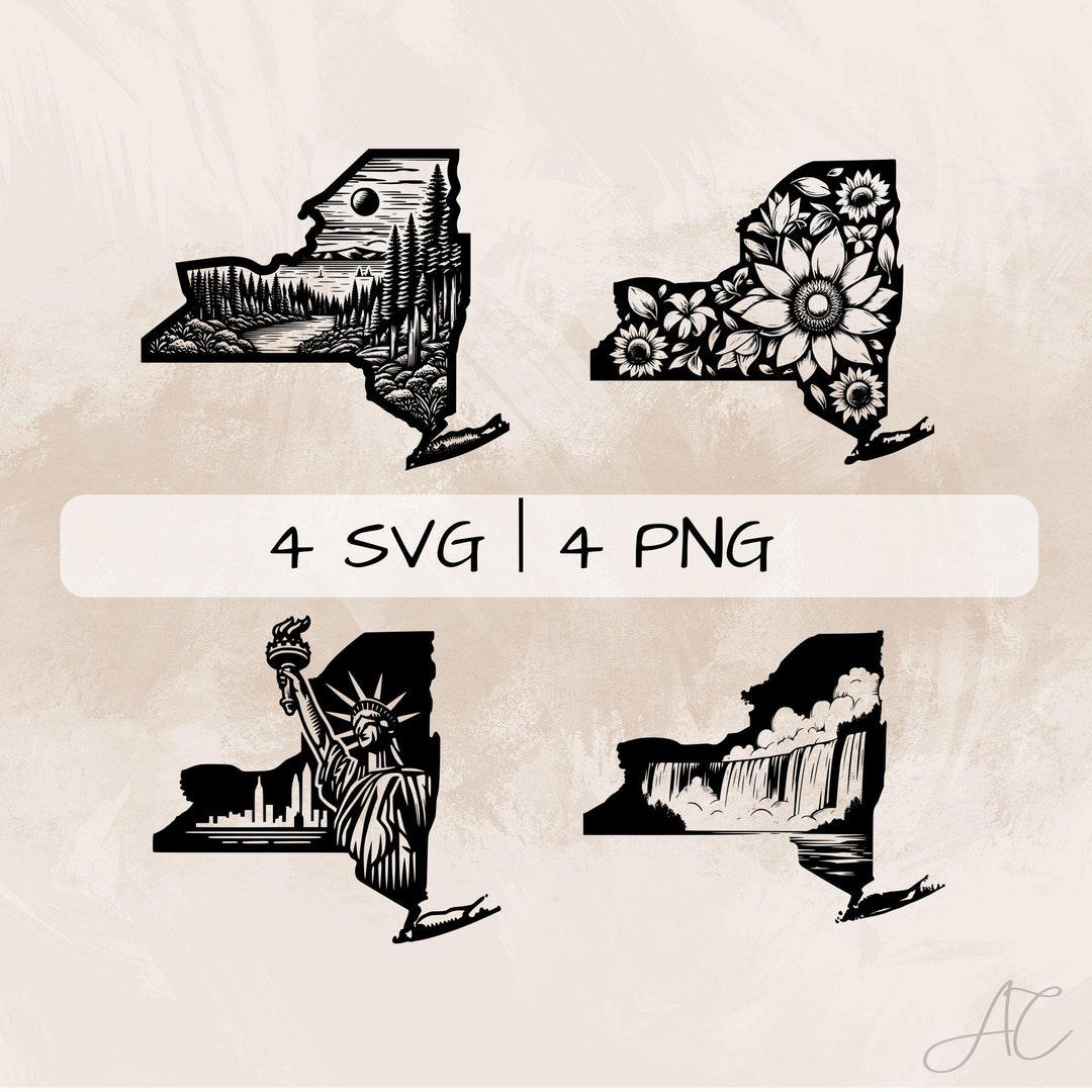 New York SVG Bundle, New York Map PNG ,new York Outline Clipart, Hand ...