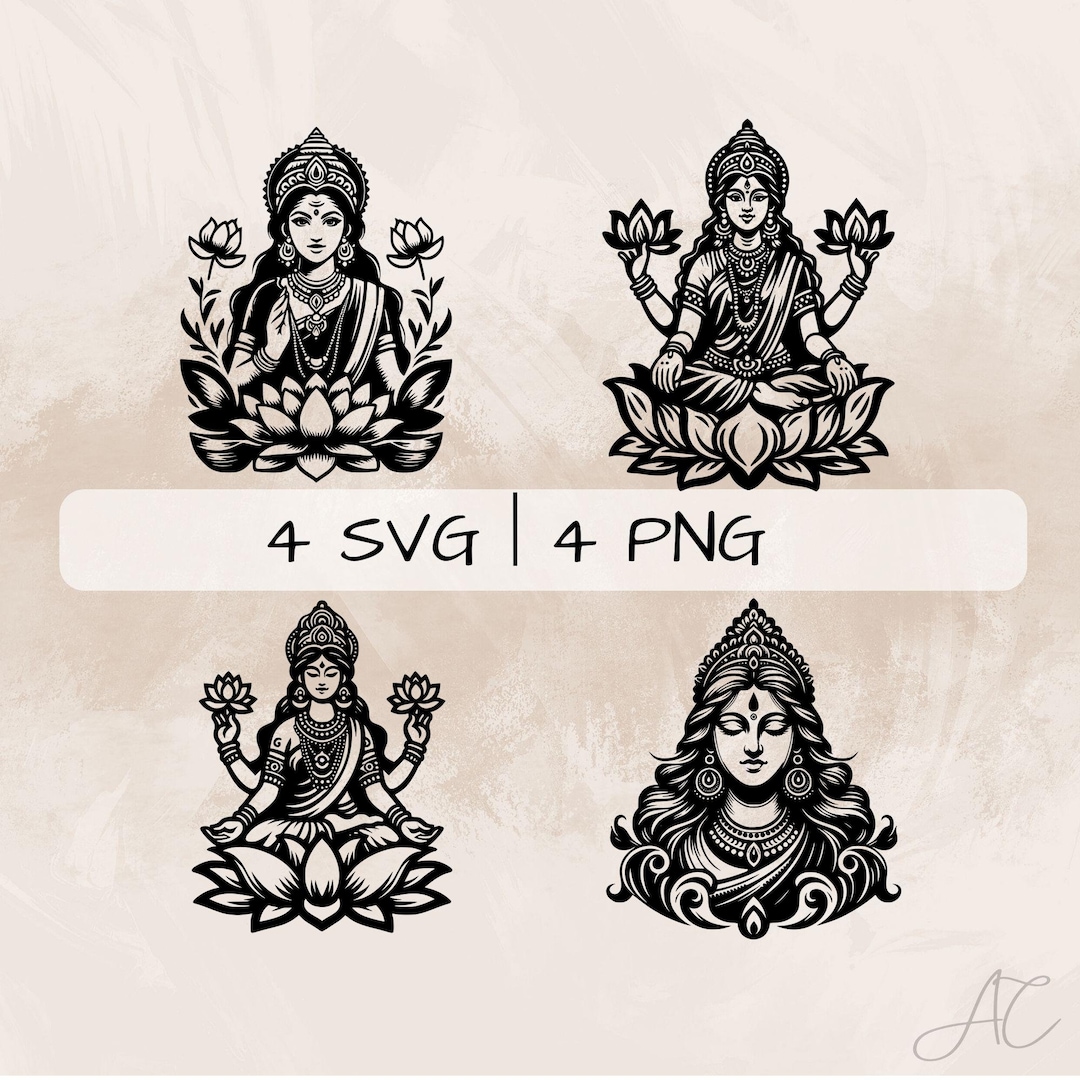 Lakshmi SVG Bundle, Lakshmi Goddess PNG , Hindu Goddess Clipart, Hand ...