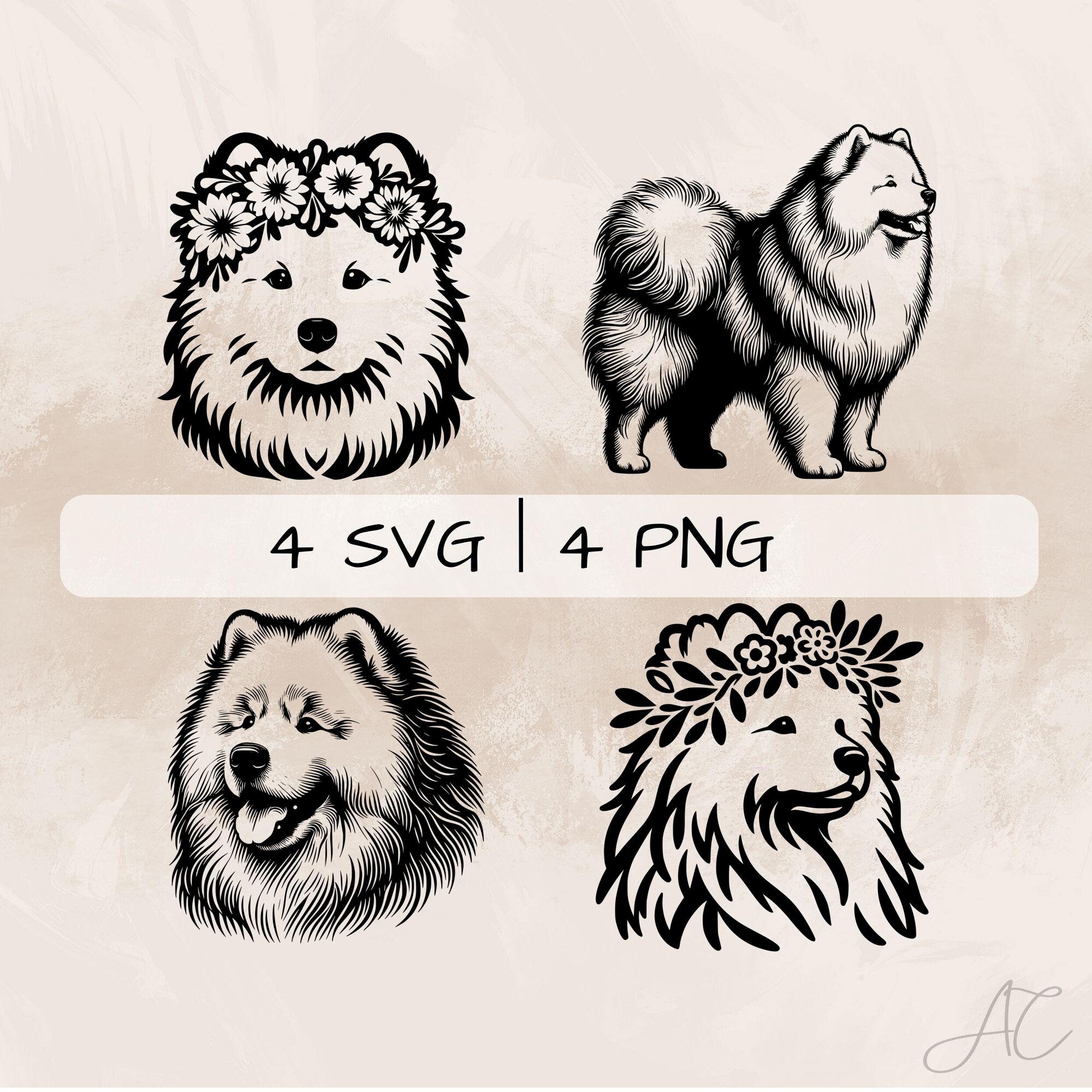 Samoyed SVG Bundle, Samoyed Head PNG ,samoyed Puppy Clipart, Hand Drawn ...