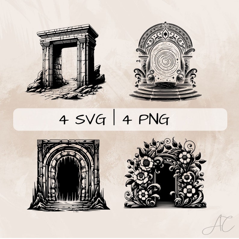 Portal SVG Bundle, Gate PNG, Magic Portal Clipart, Hand Drawn Portal ...