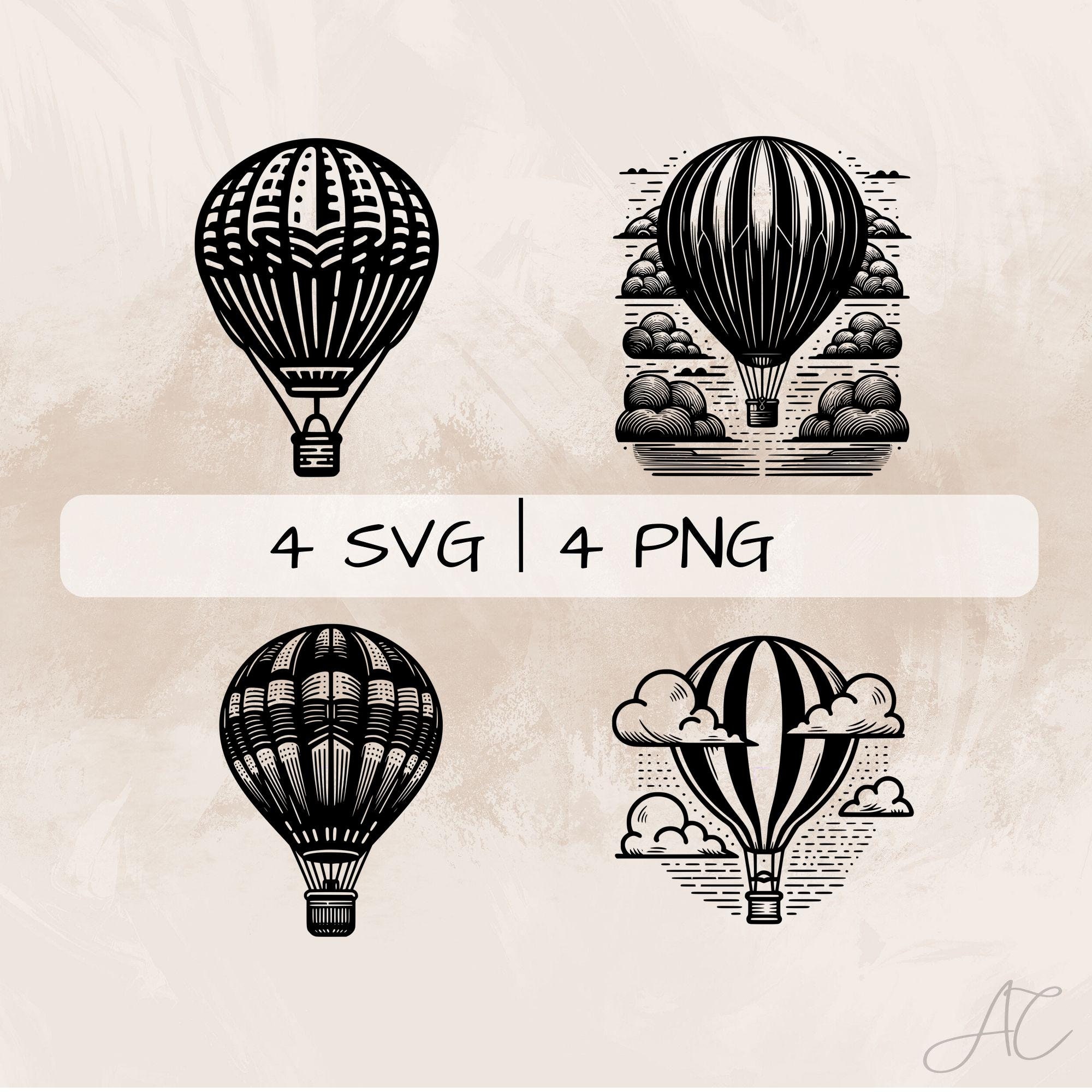Air Balloon SVG Bundle, Air Balloon PNG, Hot Air Balloon Clipart, Hand ...