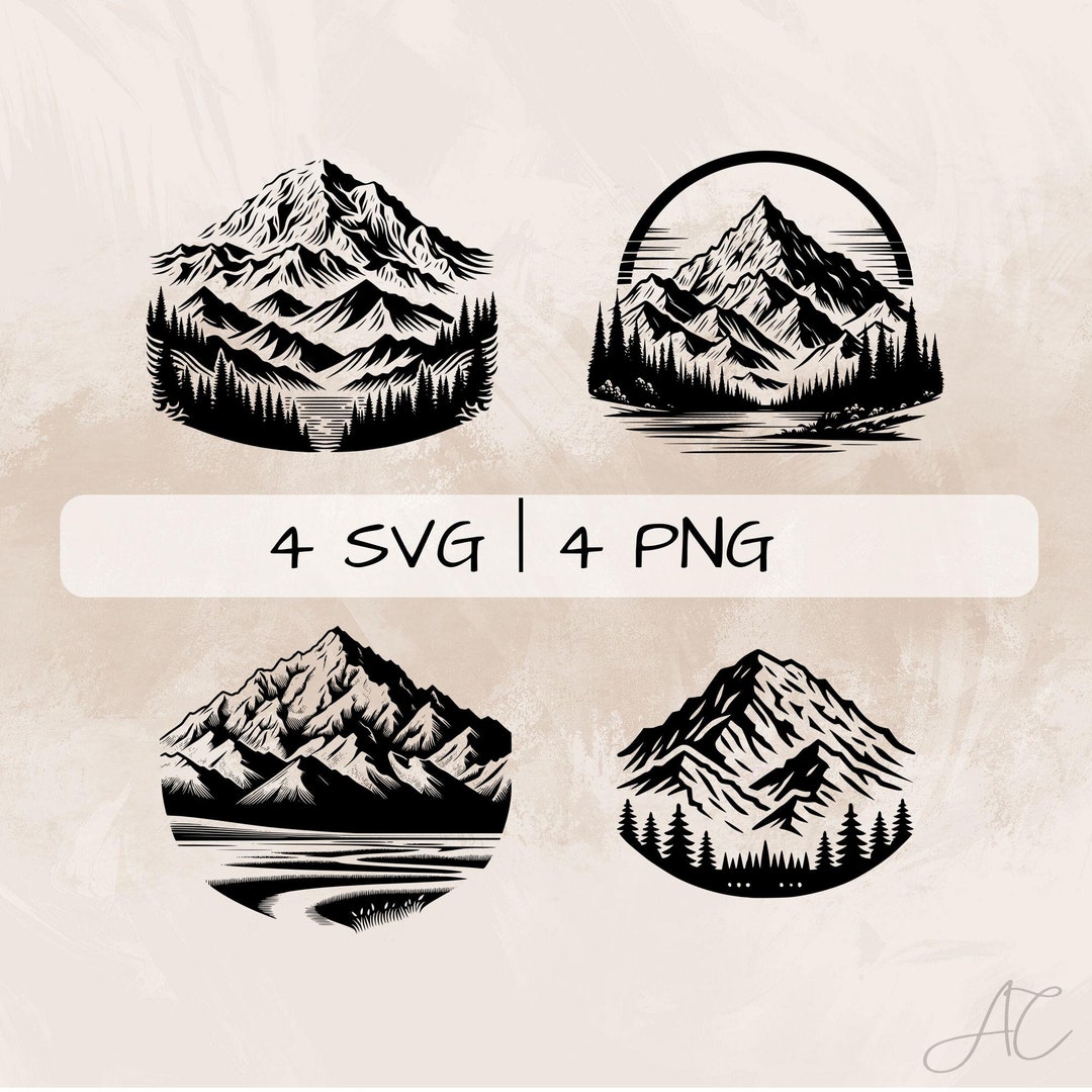 Mount Denali SVG Bundle, Denali Mountains PNG , Denali View Clipart ...